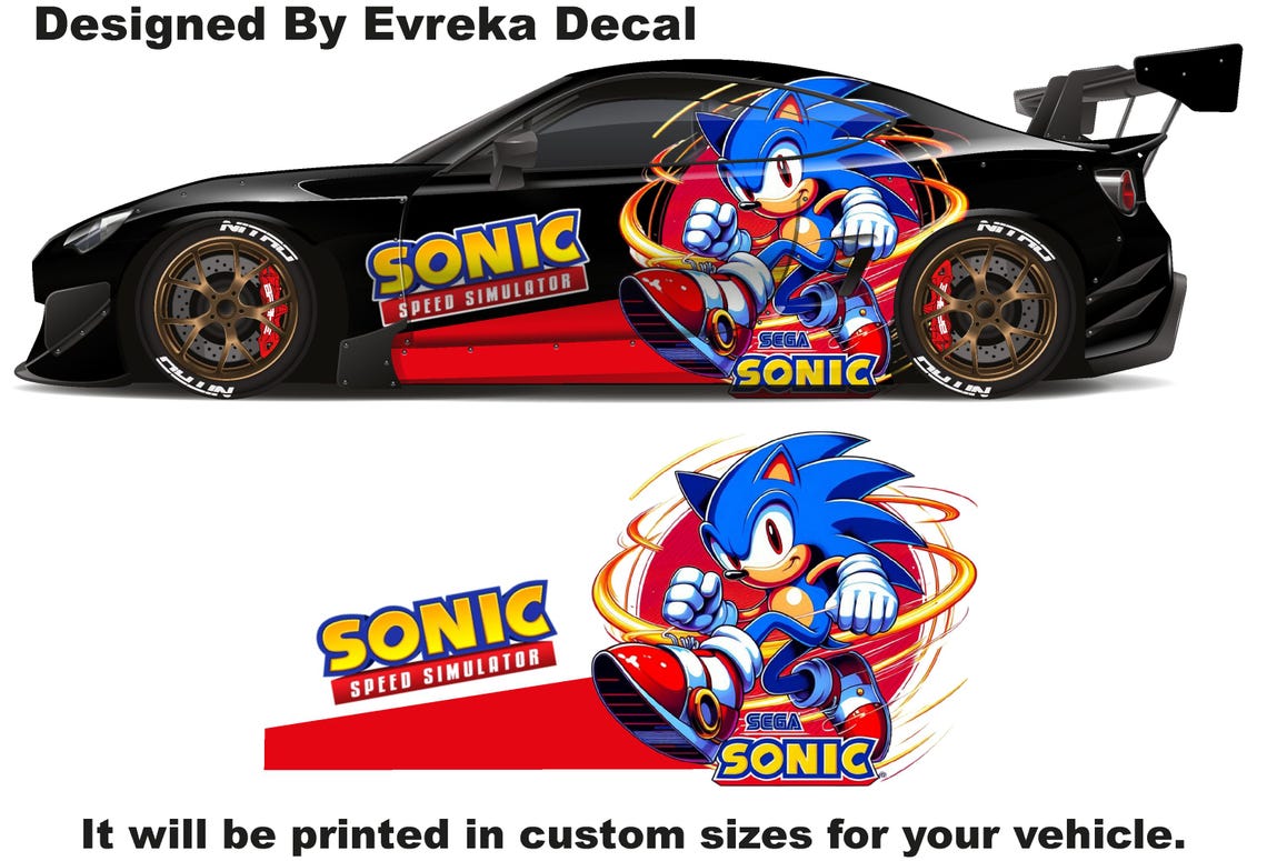 Sonic the Hedgehog Car Side Wrap, Full Color Graphics, Vinyl Livery ...