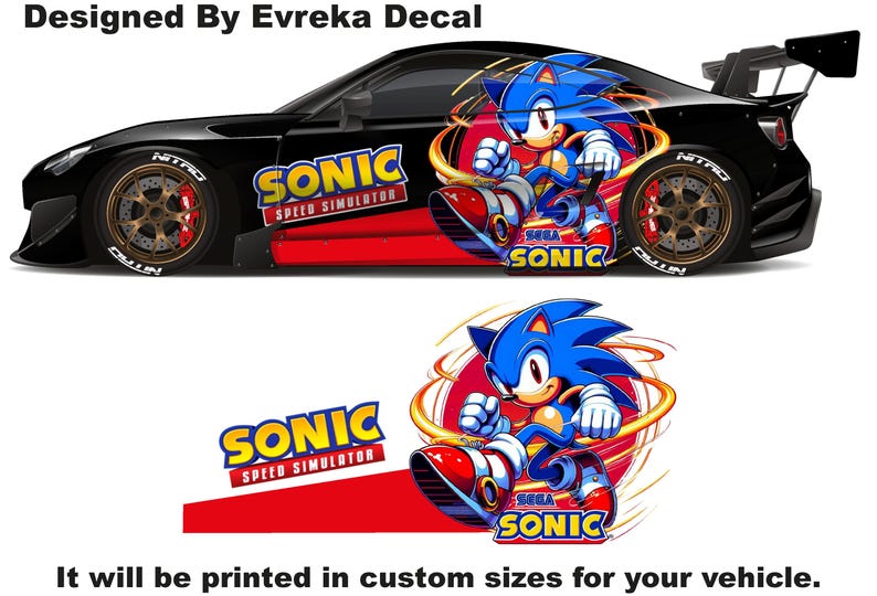 Sonic the Hedgehog Car Side Wrap, Full Color Graphics, Vinyl Livery ...