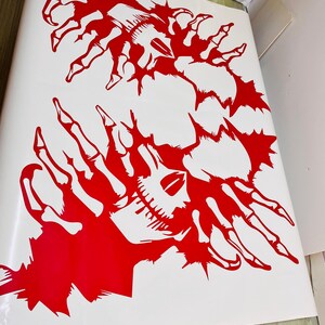 INCLUDES Both Sides - Head Skull Ripping Torn Claws Large Side Grunge ...