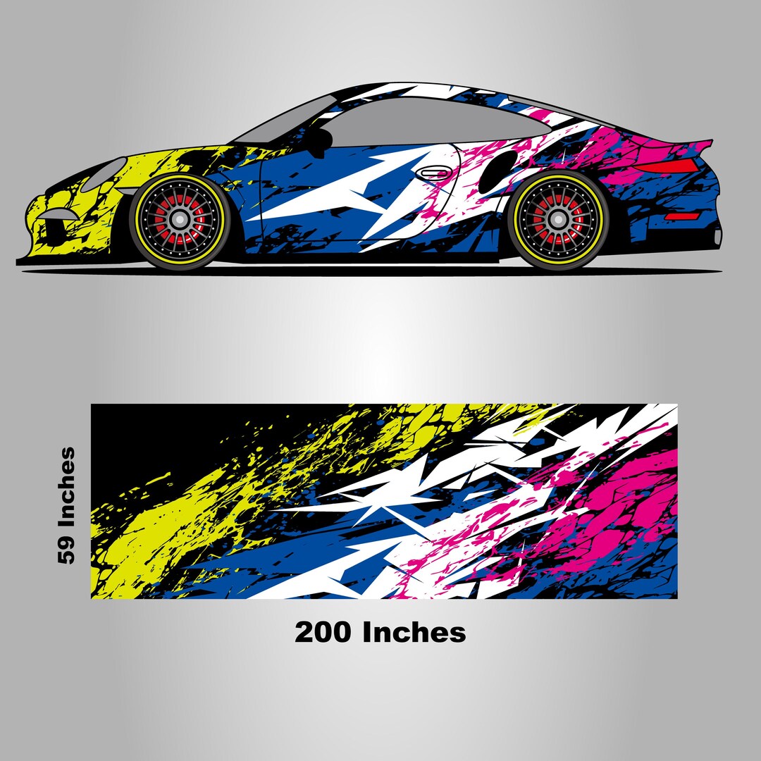 Race Car Side Wrap Laminated Print Modified Super Stock Car Side Decal ...