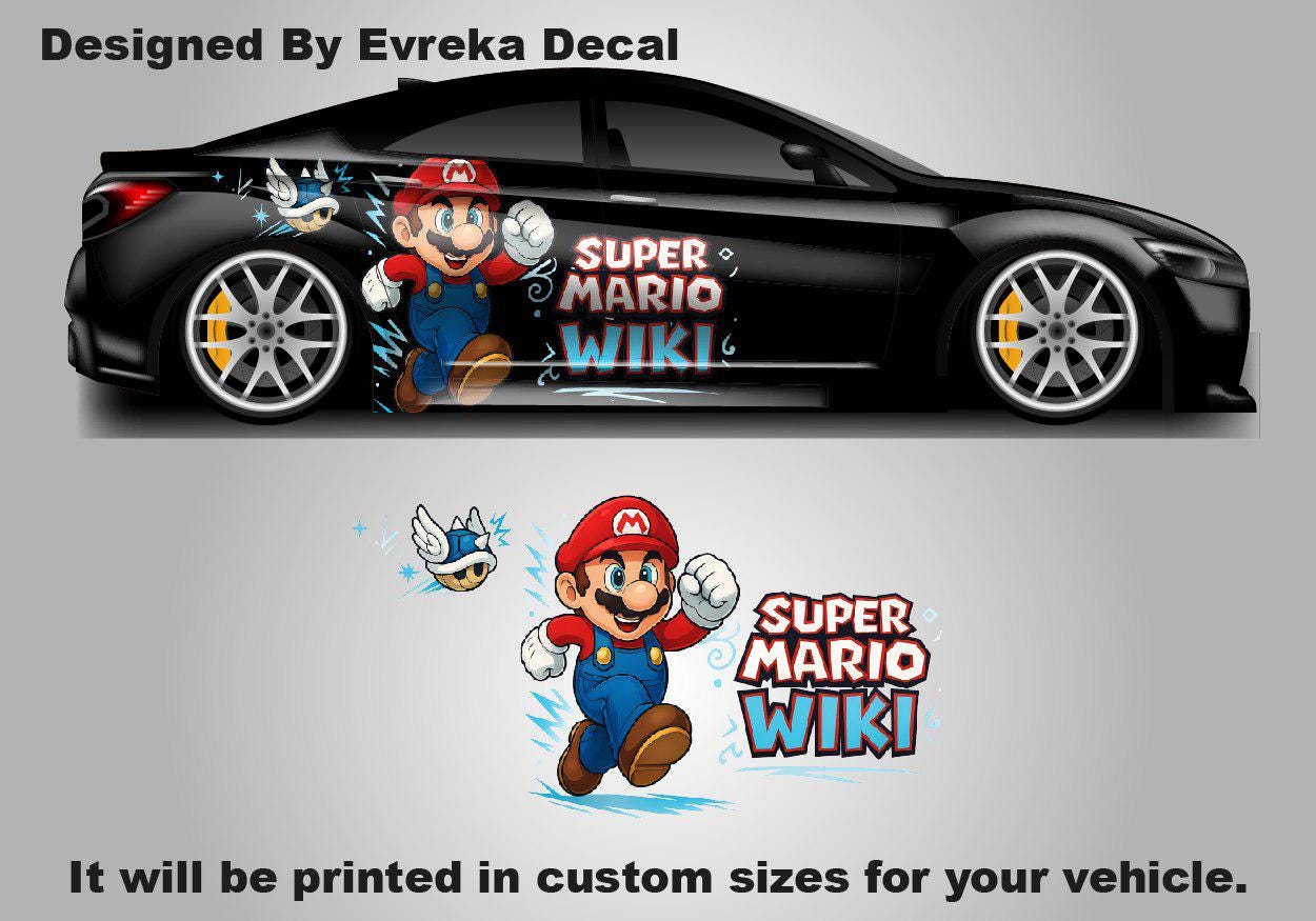 Super Mario Car Side Wrap, Full Color Graphics, Vinyl Livery Decal Fit ...