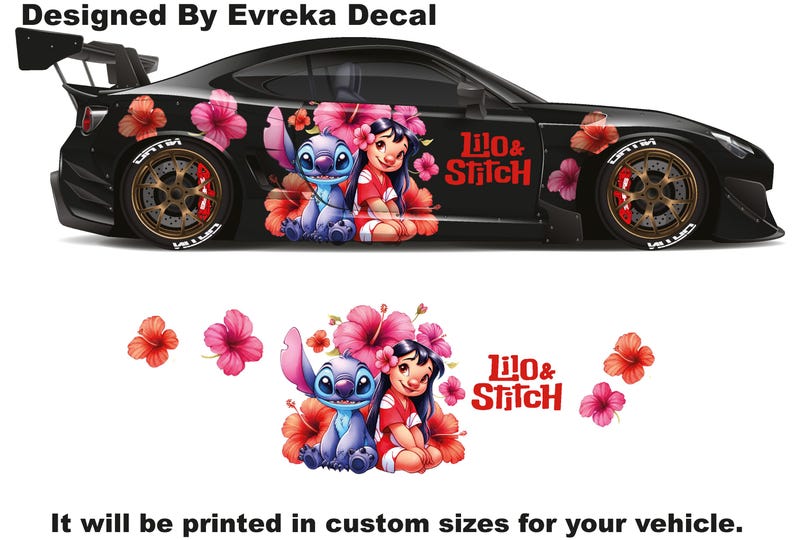 Lilo and Stitch, Car Livery, Cast Vinyl Wrap, Universal Size, Car Wrap ...