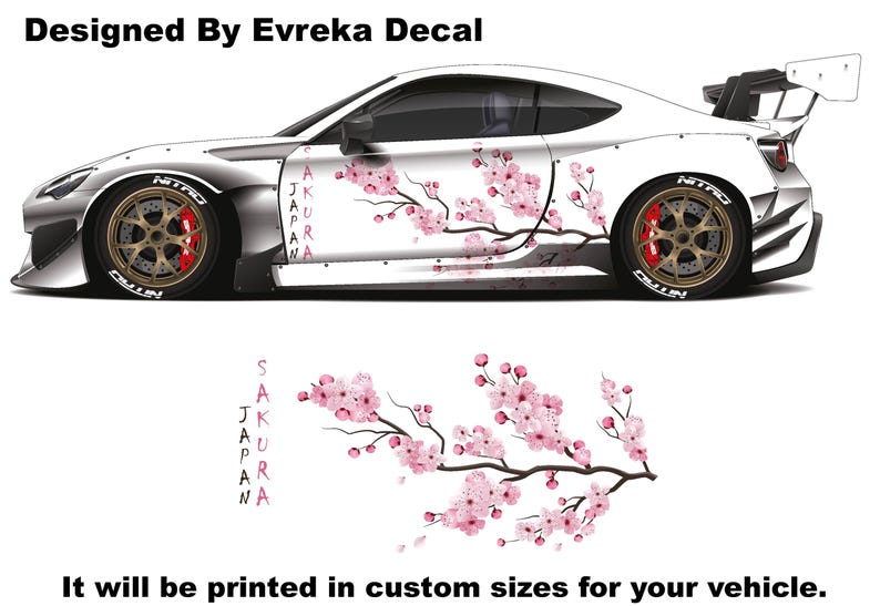 Sakura Cherry Blossom Car Livery, Japanese Theme Side Car Vinyl Livery ...