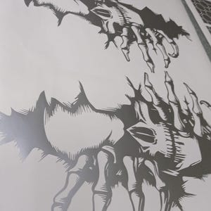 INCLUDES Both Sides - Head Skull Ripping Torn Claws Large Side Grunge ...