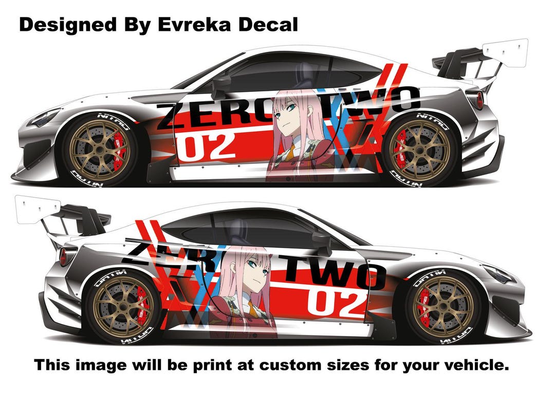 Zero Two Japanese Anime Vehicle Shine Theme Side Car Wrap Vinyl Wrap ...
