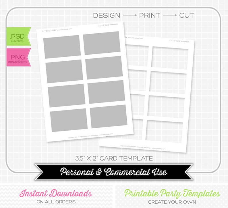 3.5 X 2 Card Template INSTANT DOWNLOAD PRINTABLE Diy Party Printables ...