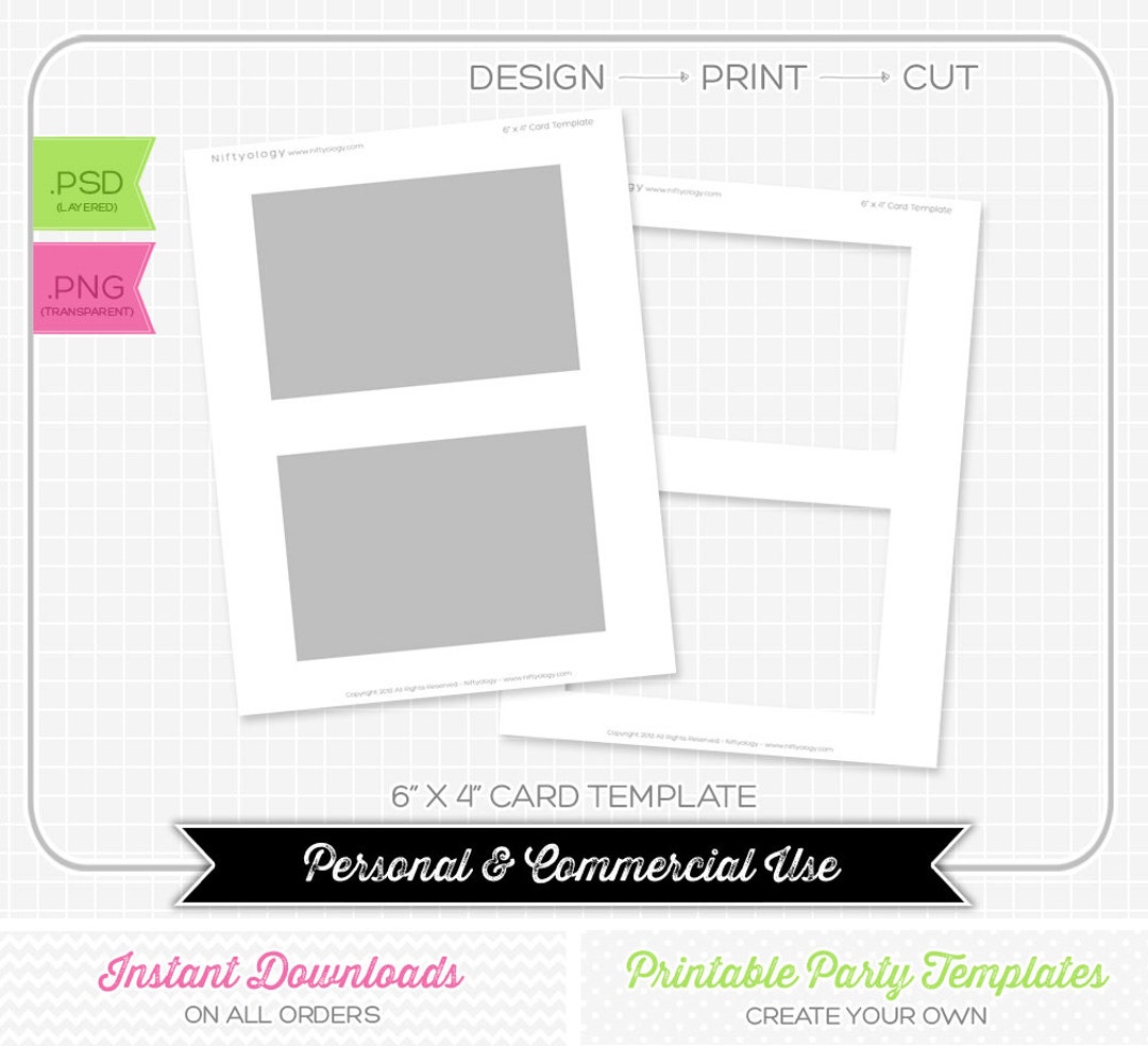 6 X 4 Invitation / Card Template - INSTANT DOWNLOAD - PRINTABLE - Diy ...