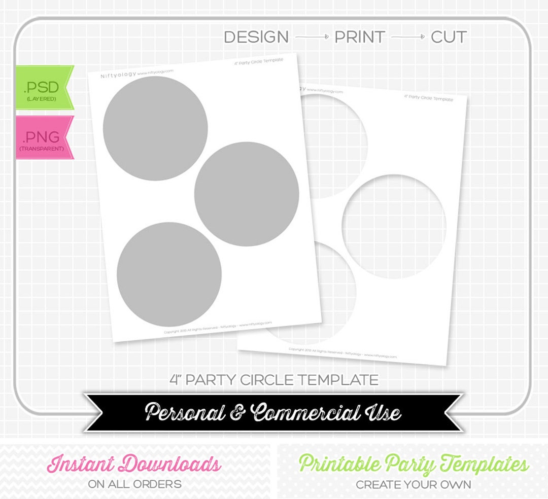 4" Party Circle Template - INSTANT DOWNLOAD - PRINTABLE - Diy Party ...