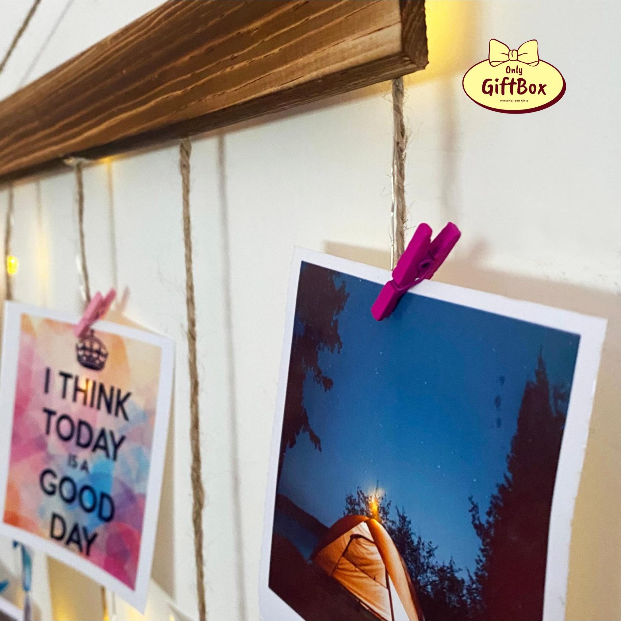 Photo With Peg and Rope Gift Box, Personalized 12 Photo With Night ...