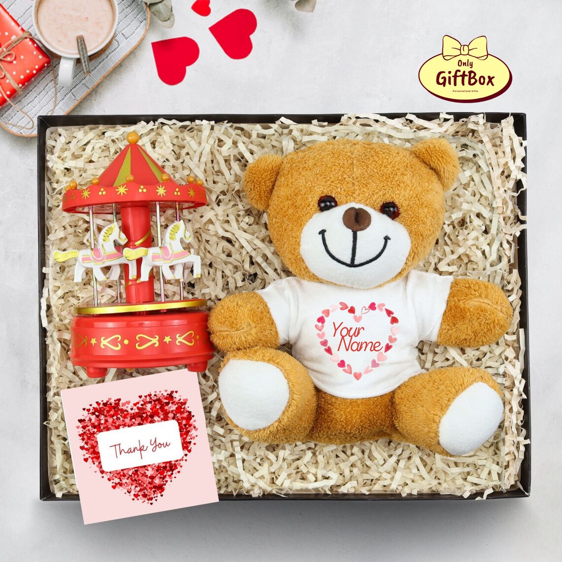 Musical Carousel Gift Box Set With Teddy Bear, Red Gift Box, Gift for ...