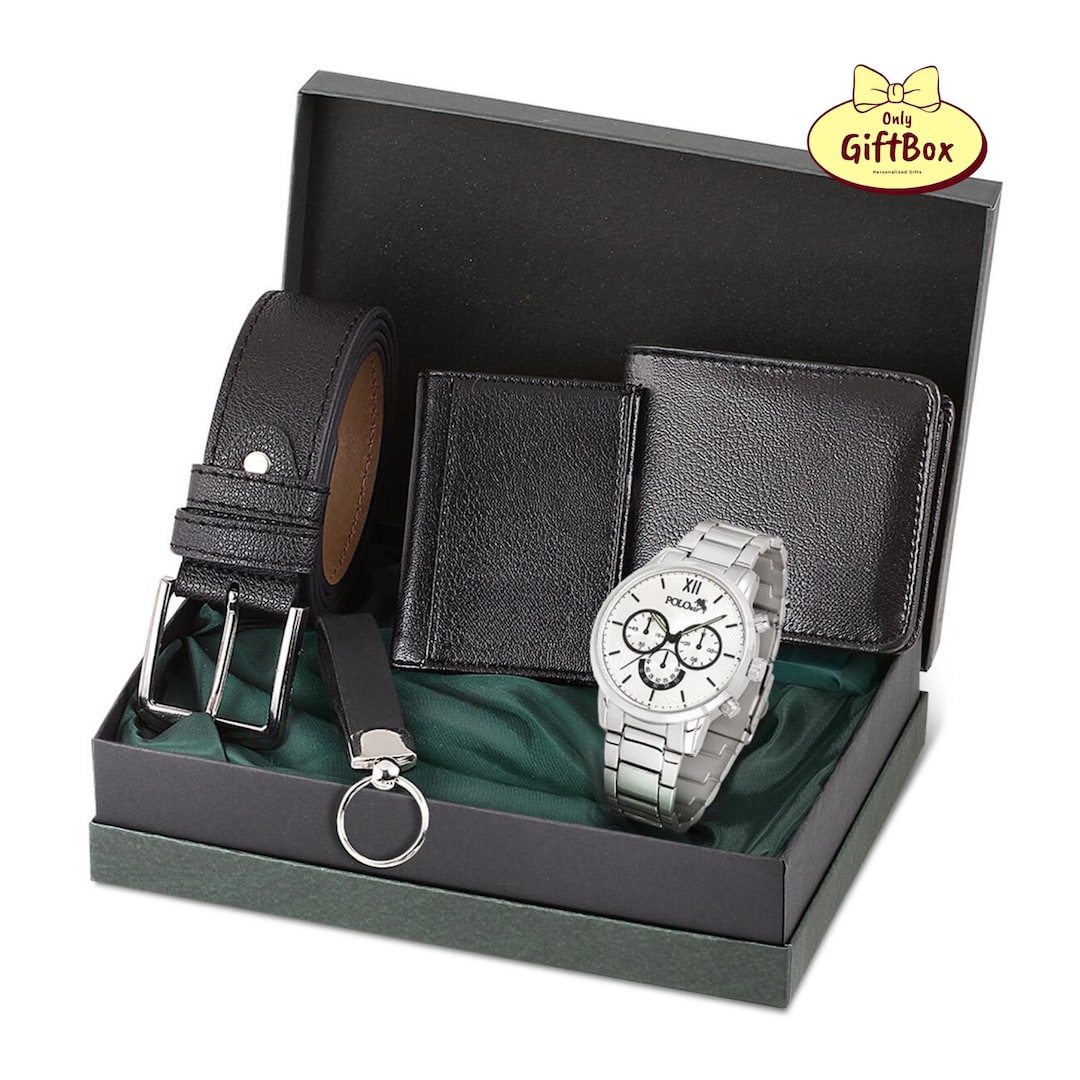 Mens Gift Set, Watch, Wallet, Belt, and Card Holder in Gift Box ...