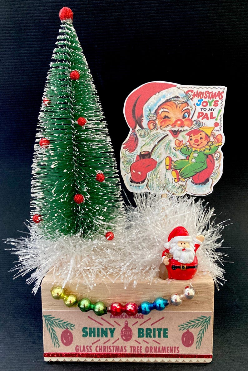 Vintage SHINY BRITE Christmas Vignette Tabletop Decor Display ...