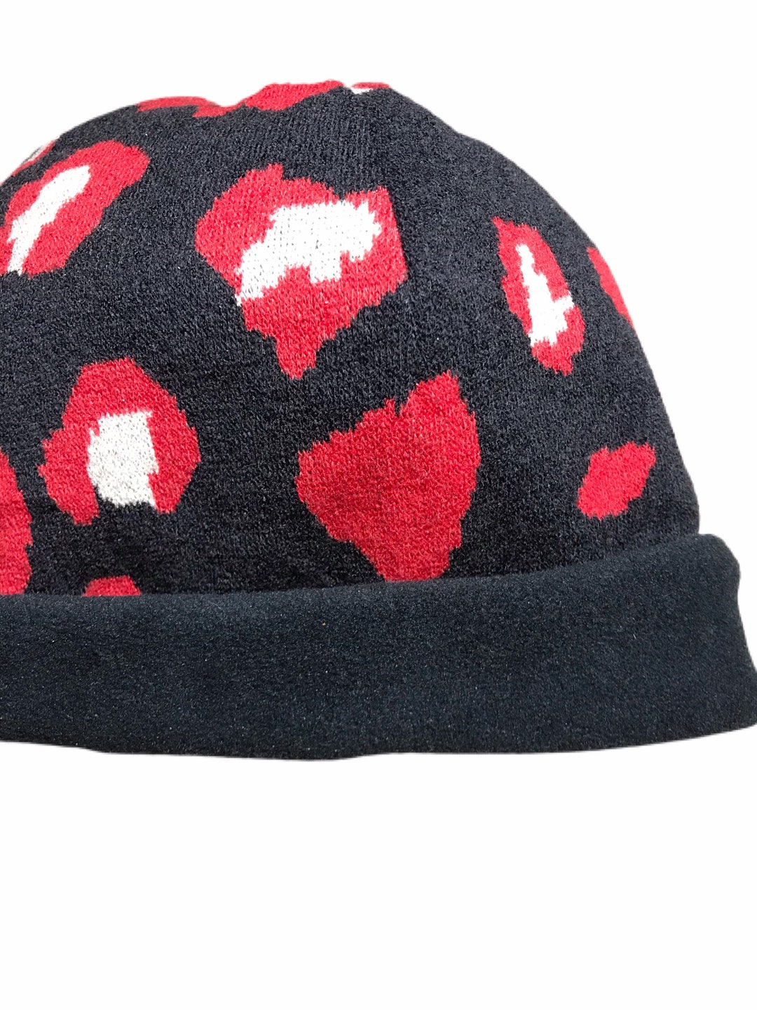 Womens Heart Hat Warm Winter Beanie Fleece Lined Heart Knit Cap Red ...