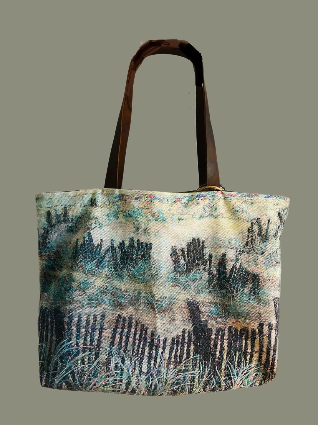 Fine Art Print Tote Bag, Beach Scene Bag, Lined Bag, Magnetic Snap ...