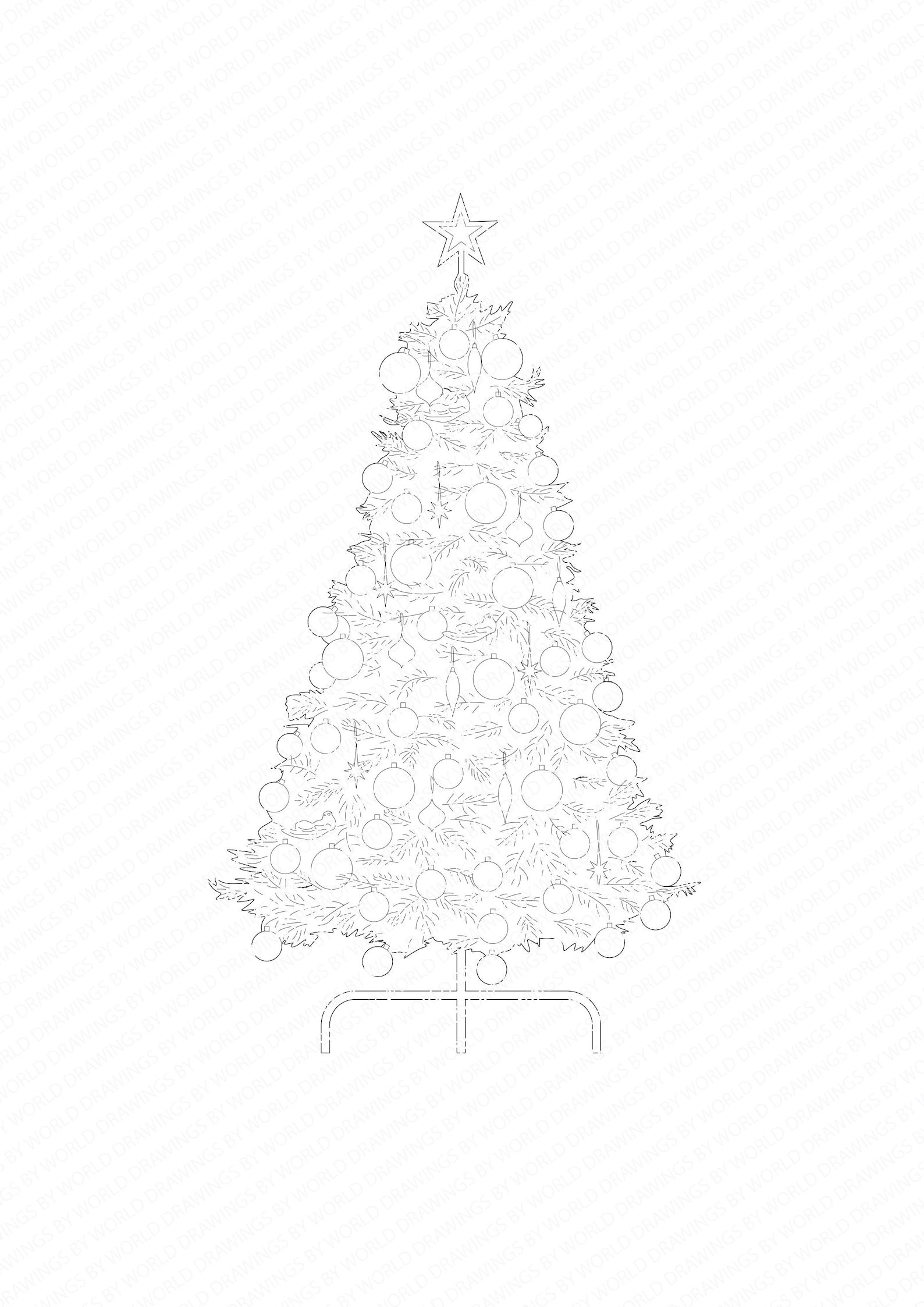 Christmas Tree Drawings/cad Block - Etsy