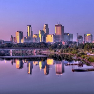 Minneapolis, MN Skyline at Sunrise Over the River- Fine Art Print - Etsy