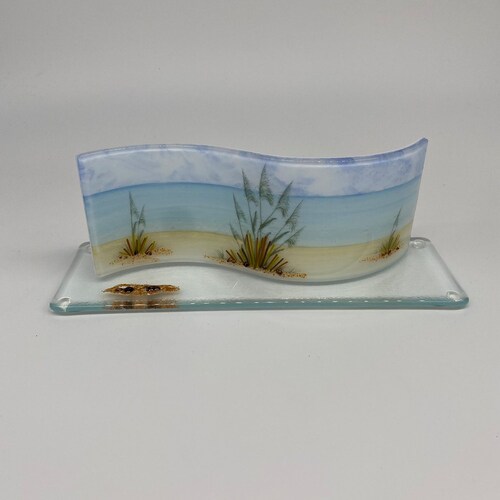 Beach Scene Fused Glass Stand Upocean View Decorat the Lake - Etsy