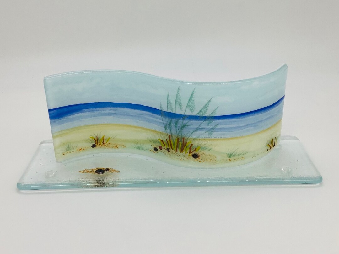 Beach Scene Fused Glass Stand Up,ocean View Decor,at the Lake Decor - Etsy