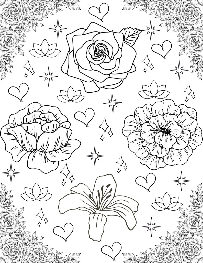 Flower Power Color Page - Etsy