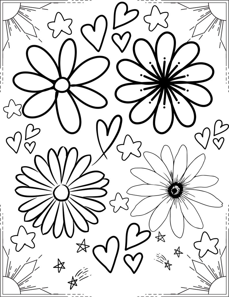 Flower Power Color Page - Etsy