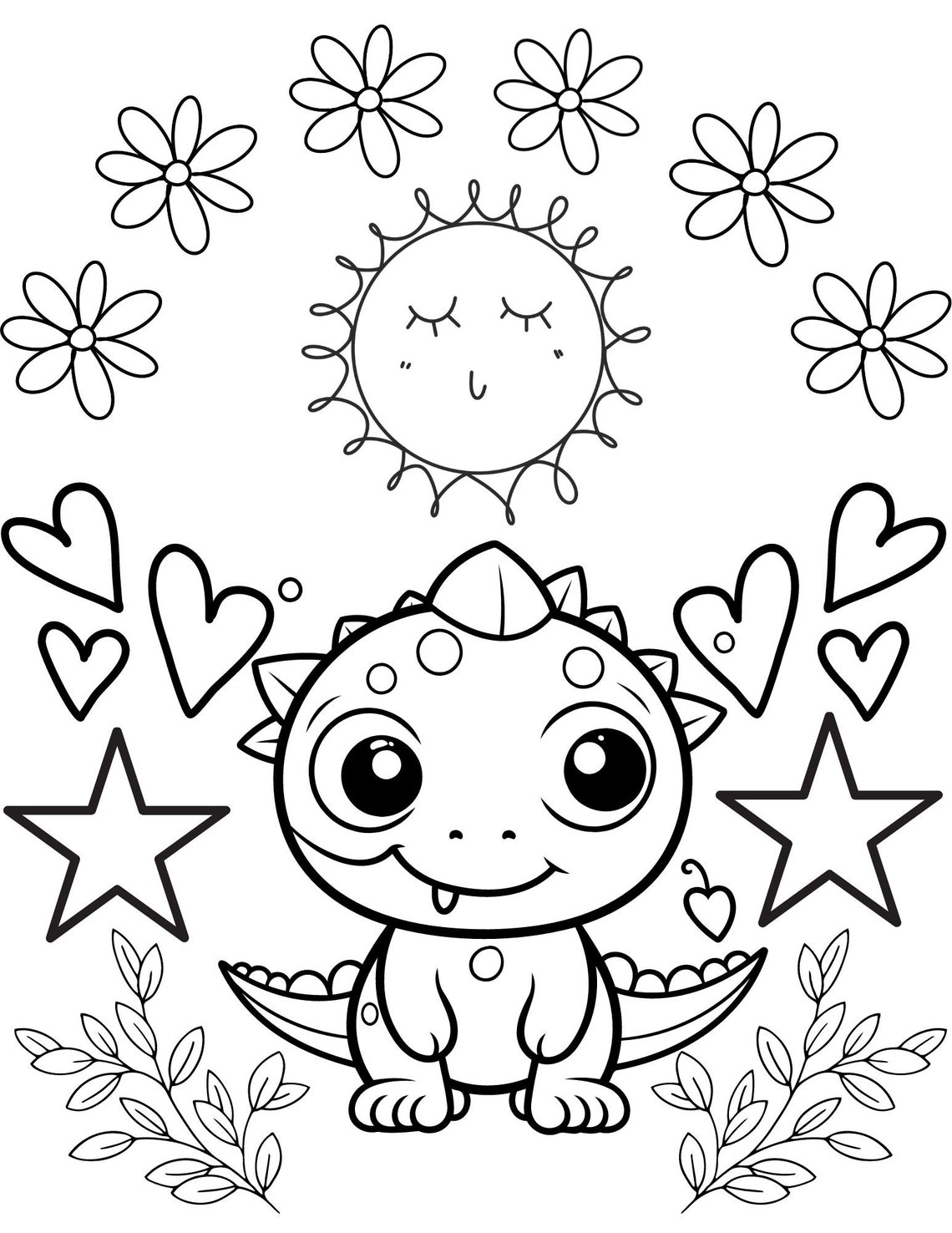Baby Dino Coloring Page - Etsy