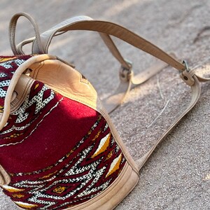 Unique Handmade Leather Backpack With Authentic Amazigh Rug | Stylish ...