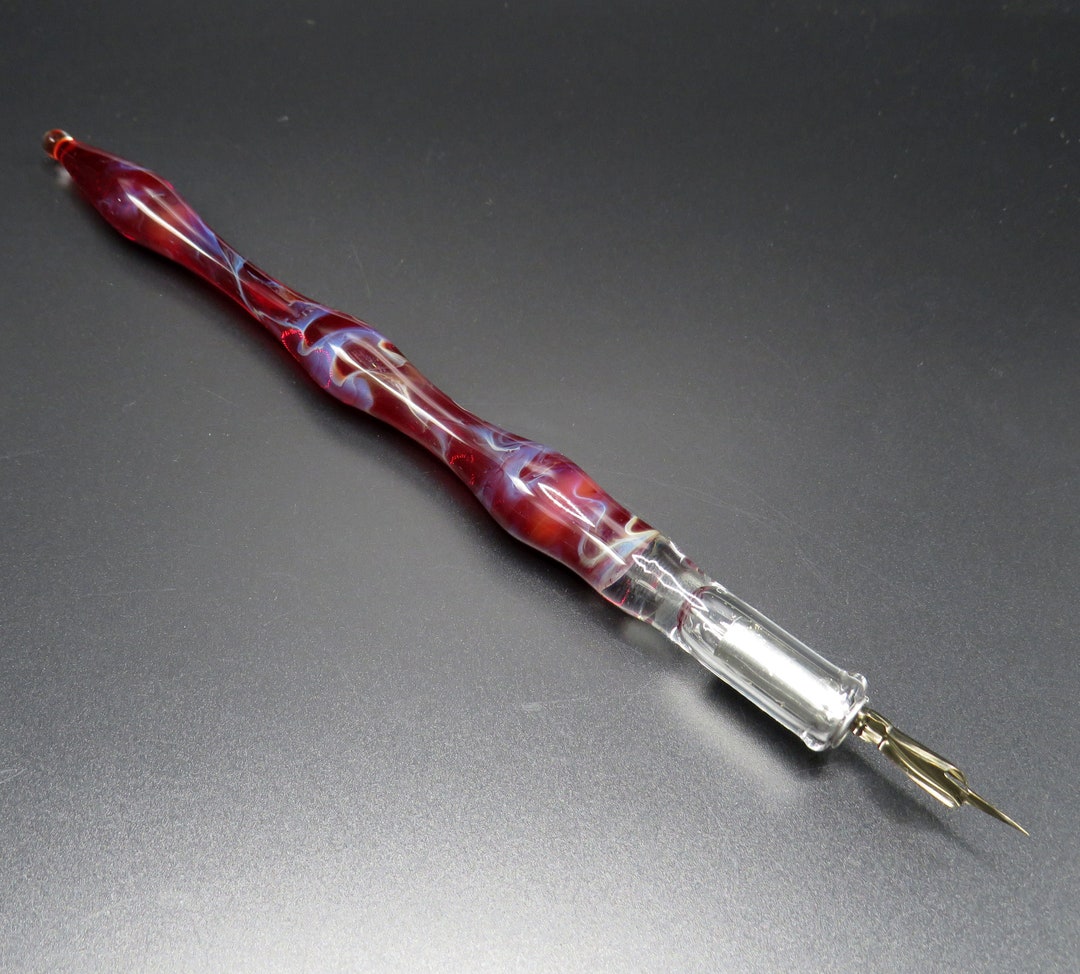Glass Dip Pen in Dark Ruby Red Glass Fountain Pen Glass Fountain Pen ...