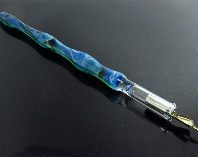 Glass Dip Pen in Teal Green Glass Fountain Pen Glass - Etsy