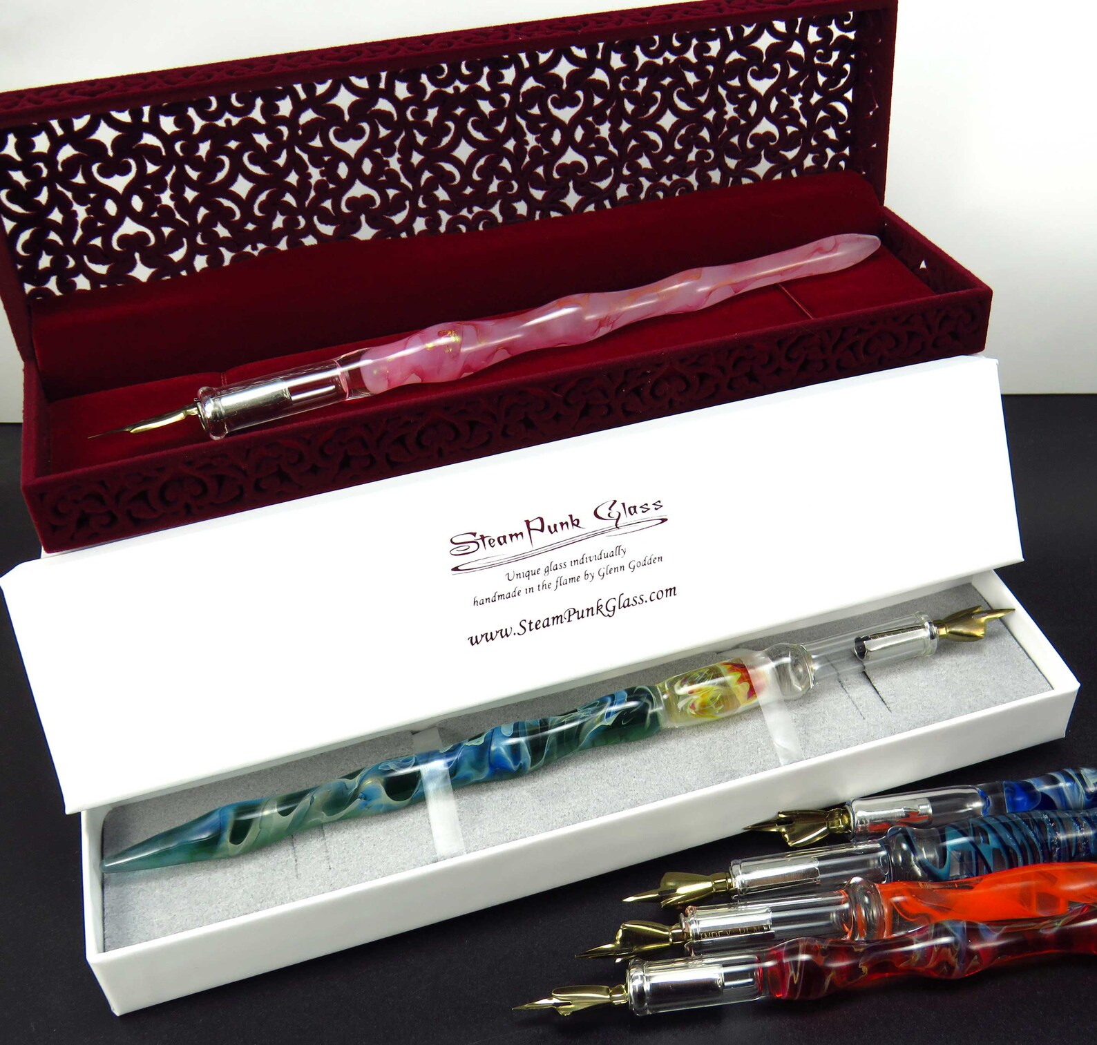 Metallic Sea Green Glass Dip Pen With Silver Luster Unique | Etsy