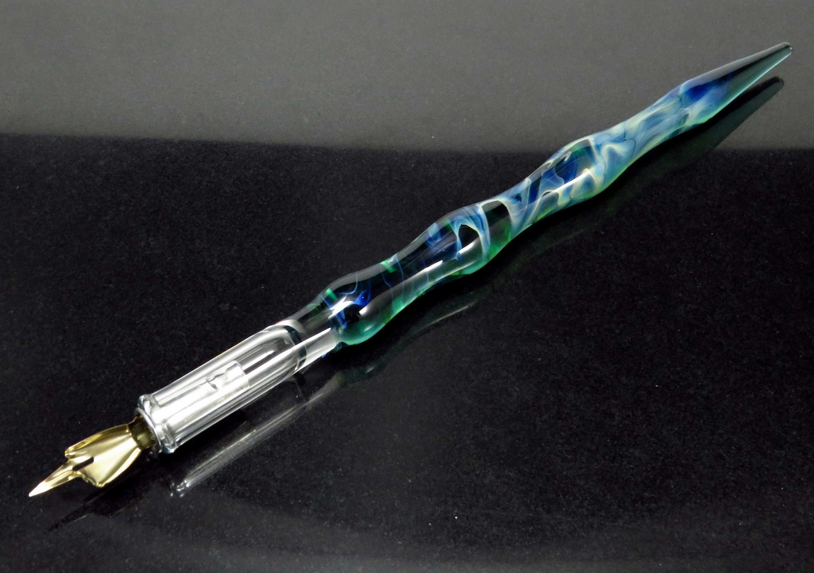 Glass Dip Pen in Teal Green Glass Fountain Pen Glass | Etsy