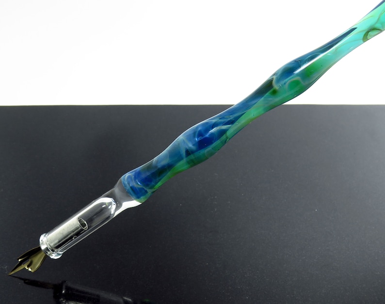 Glass Dip Pen in Teal Green Glass Fountain Pen Glass - Etsy