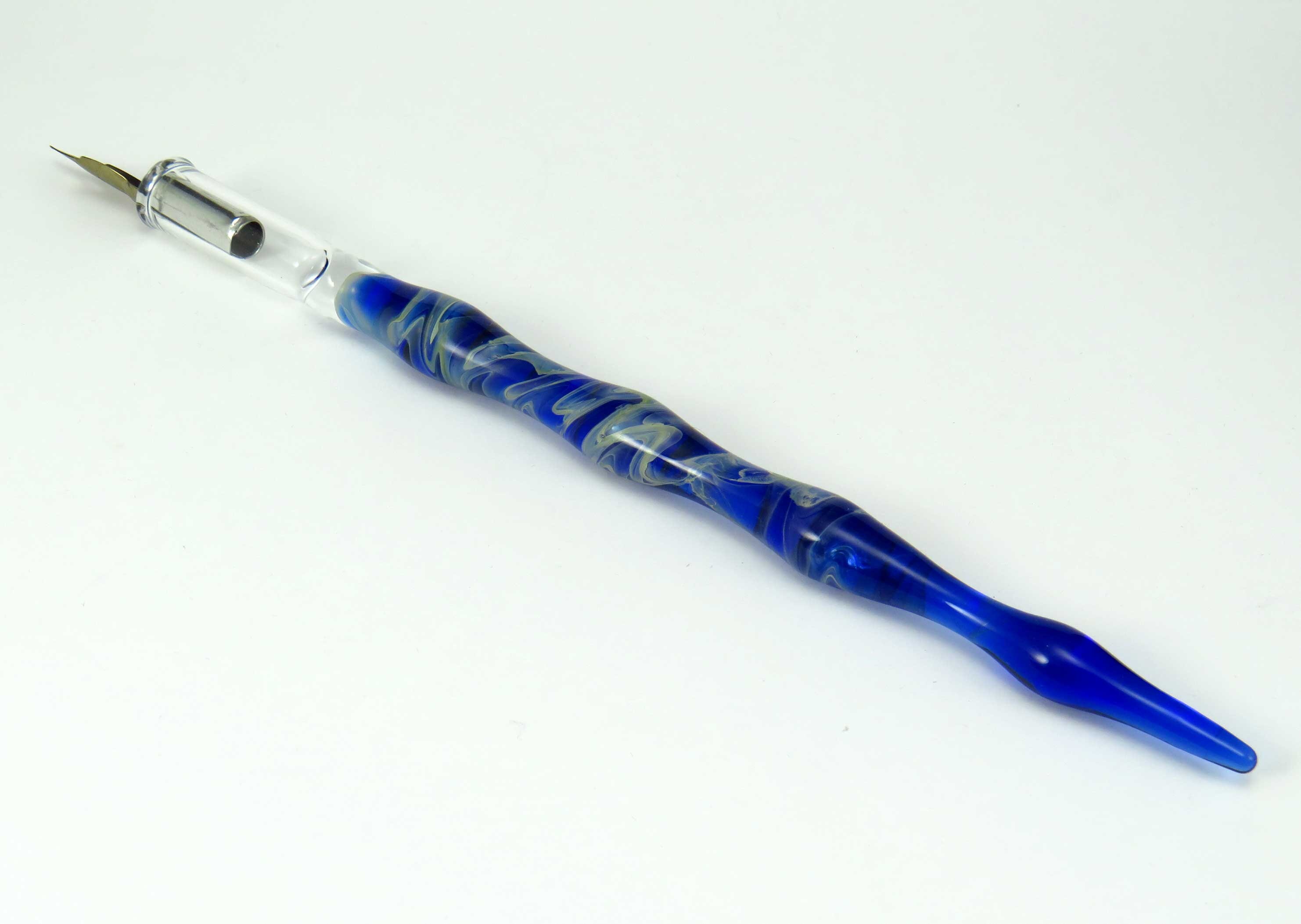 Glass fountain pen calligraphy glass dip pen in cobalt blue | Etsy