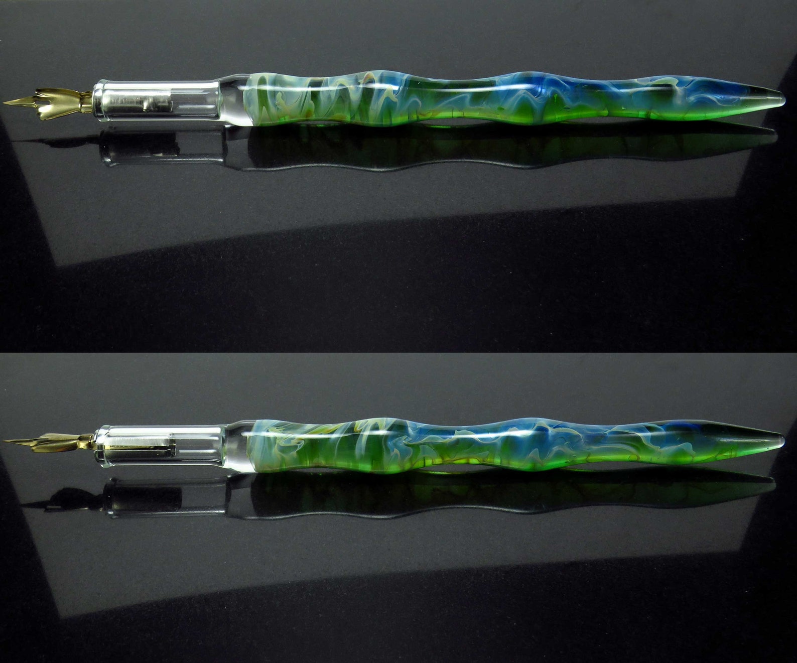 Glass Dip Pen in Vivid Green Glass Fountain Pen Drawing & - Etsy