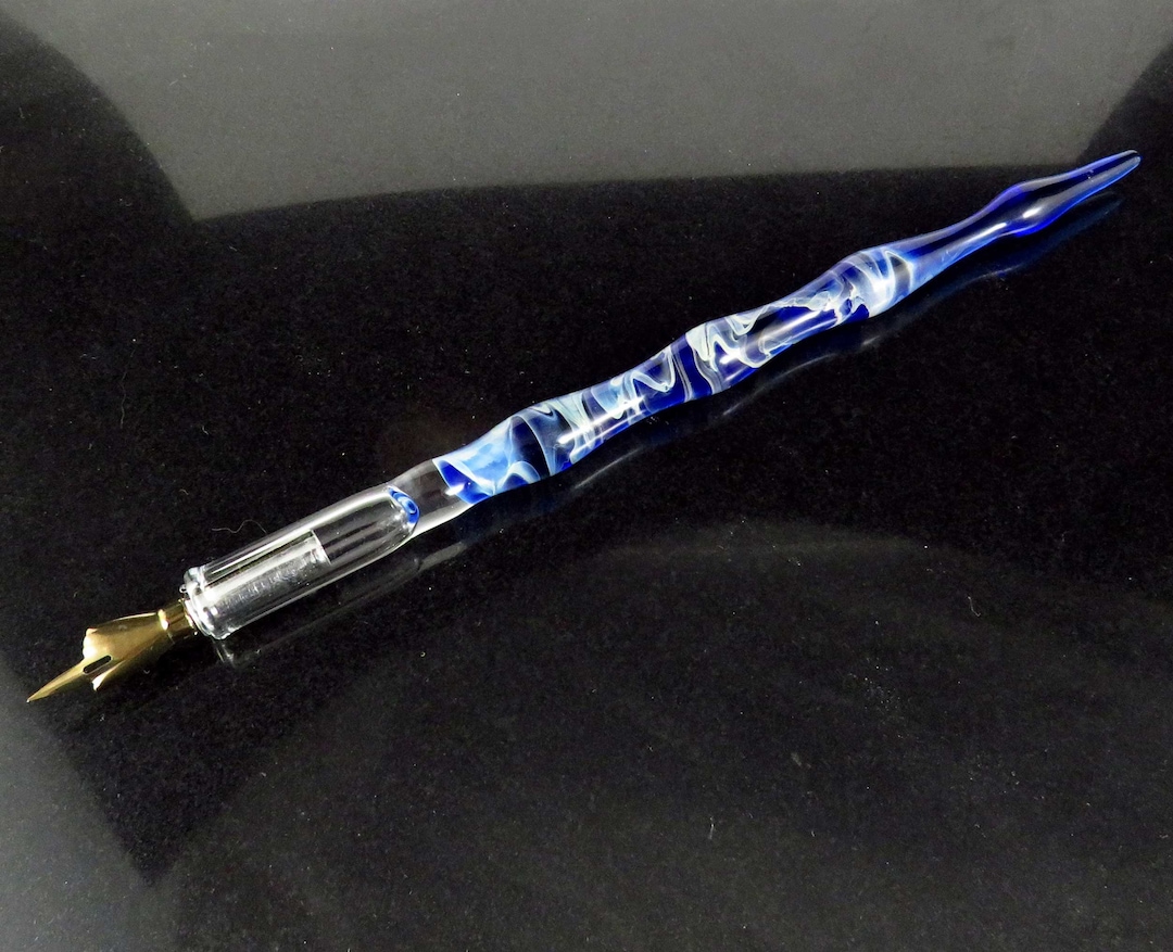 Glass Fountain Pen Calligraphy Glass Dip Pen in Cobalt Blue - Etsy