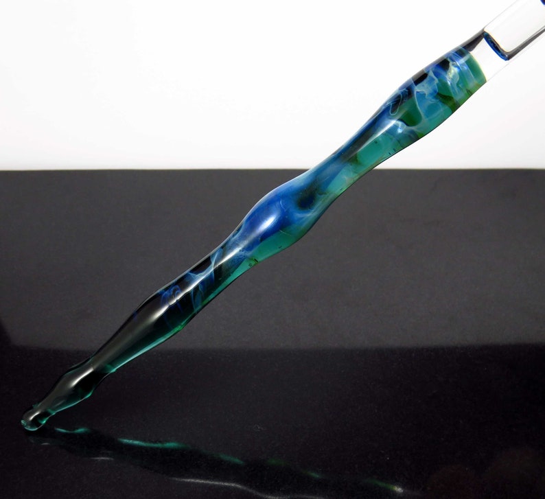 Glass dip pen in teal green glass fountain pen glass | Etsy