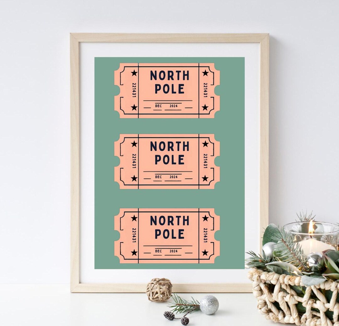 Christmas North Pole Ticket Poster Wall Decoration Digital Poster Wall ...