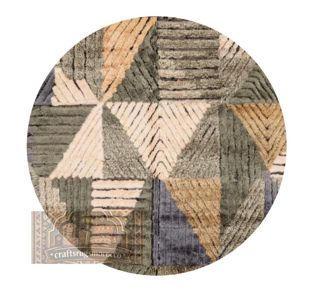 Round Sunset Wool Tufted Rug – MOROCCAN Modern Boho Earth Tone Round ...