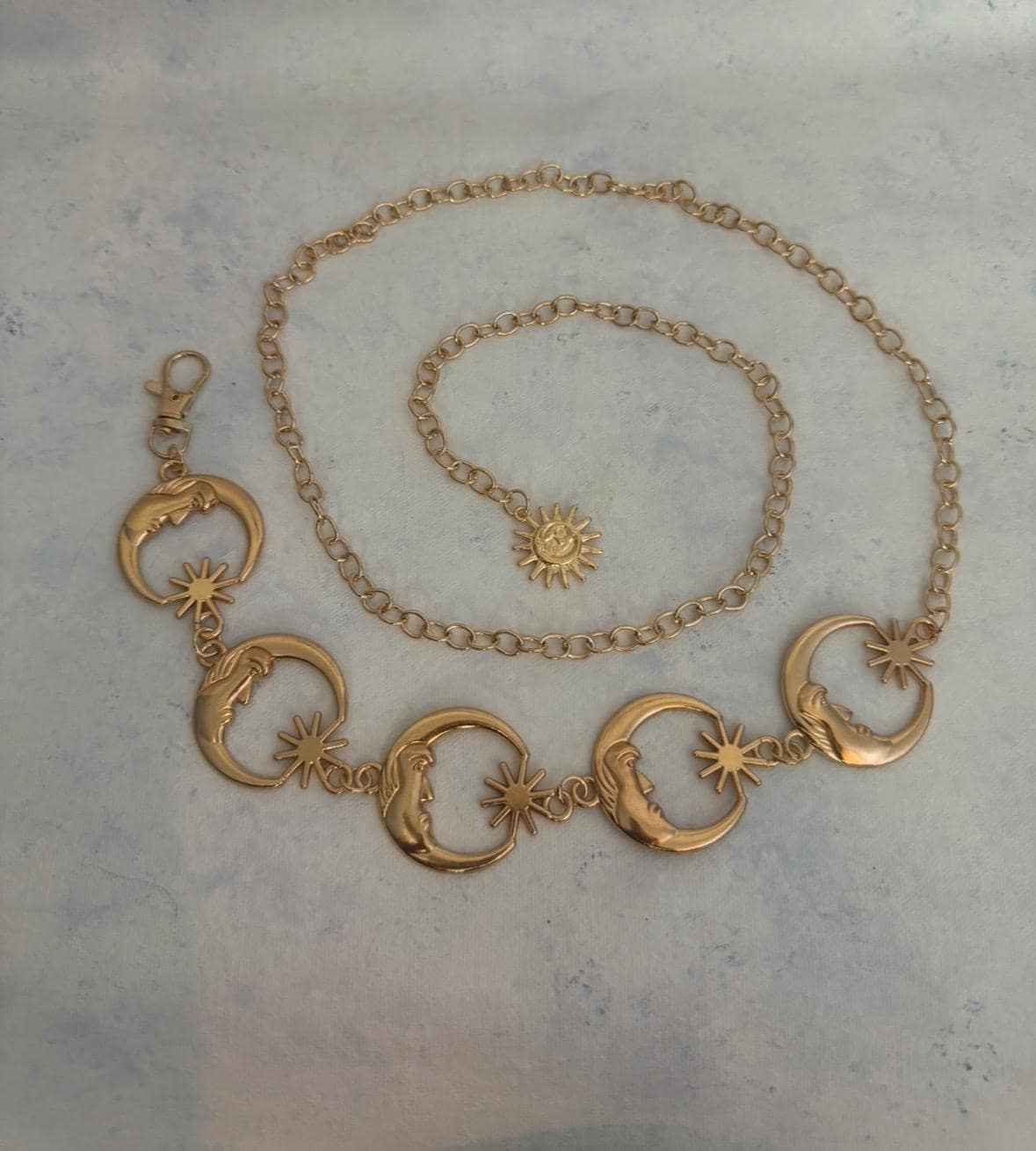 Crescent Moon Chain Metal Belt in Gold or Silver Customized for Regular ...