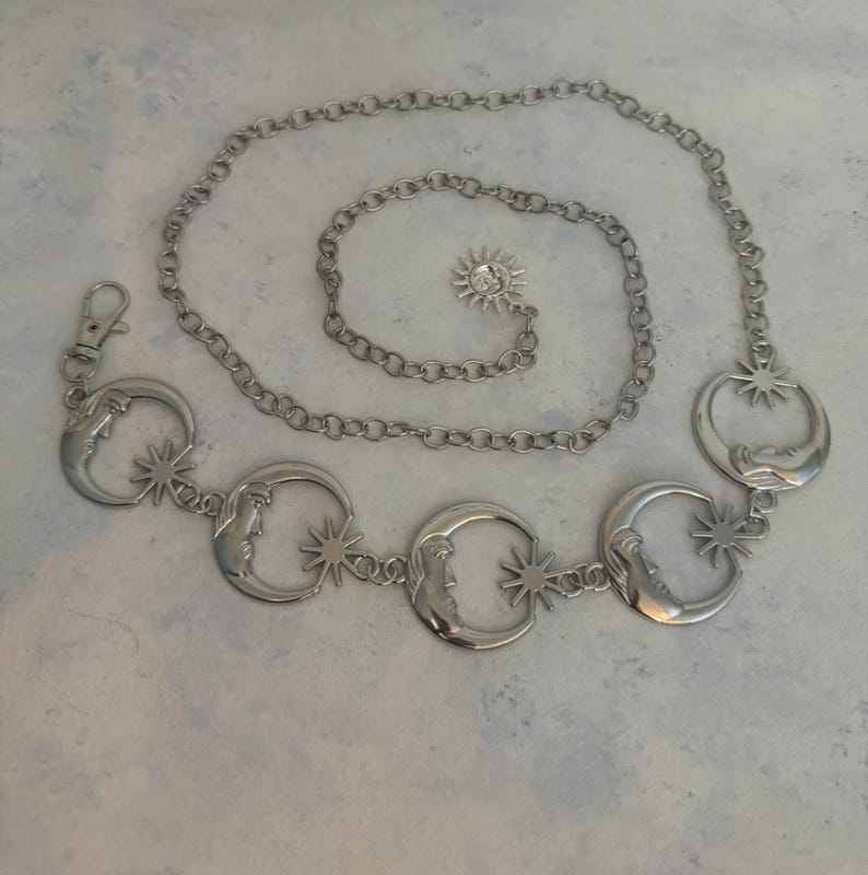 Crescent Moon Chain Metal Belt in Gold or Silver Customized for Regular ...