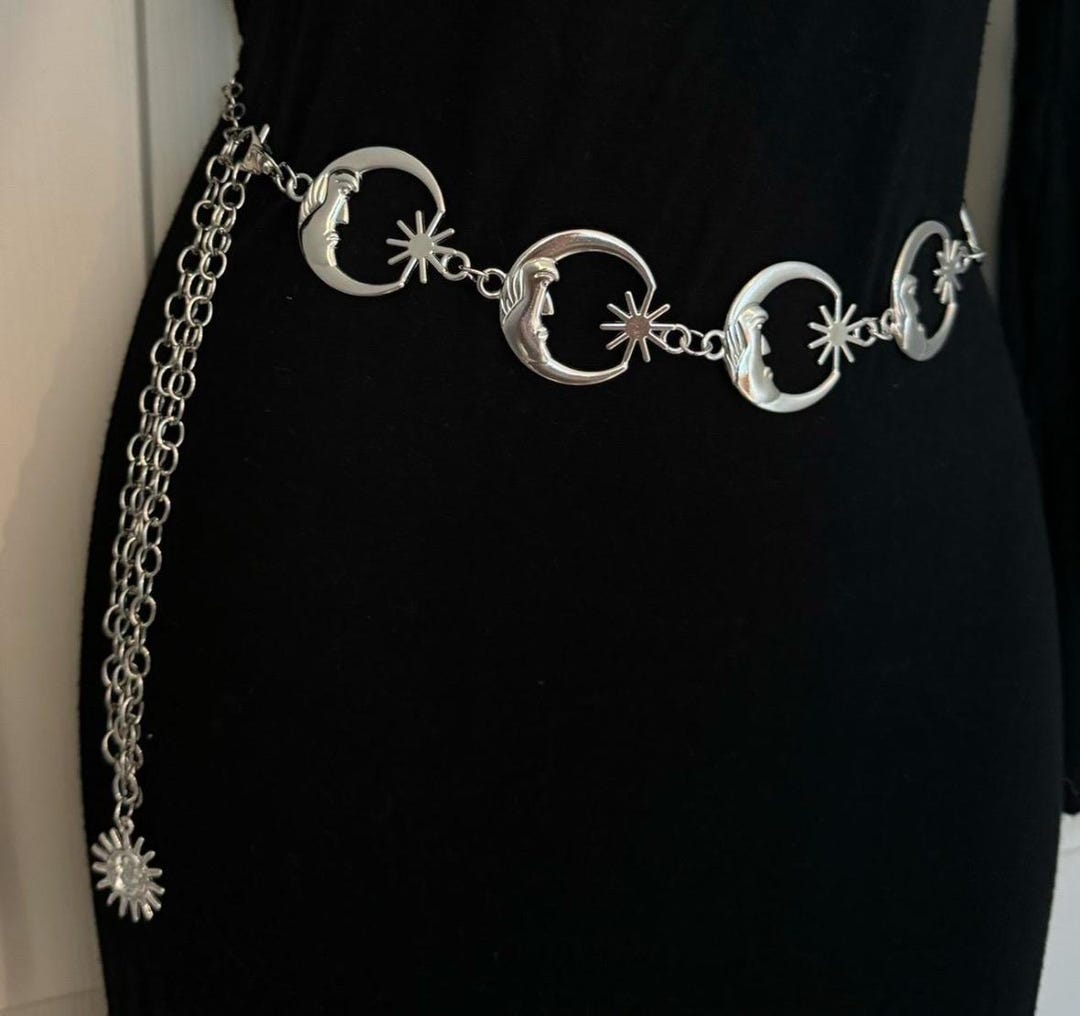 Crescent Moon Chain Belt: Metal Waist Belt - Etsy