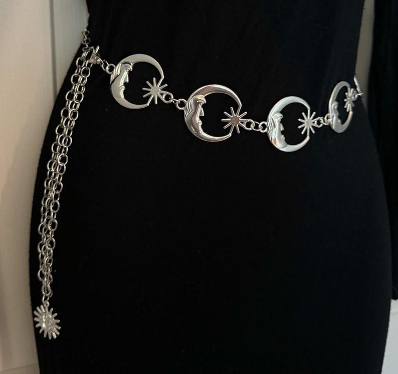 Crescent Moon Chain Metal Belt in Gold or Silver Customized for Regular ...
