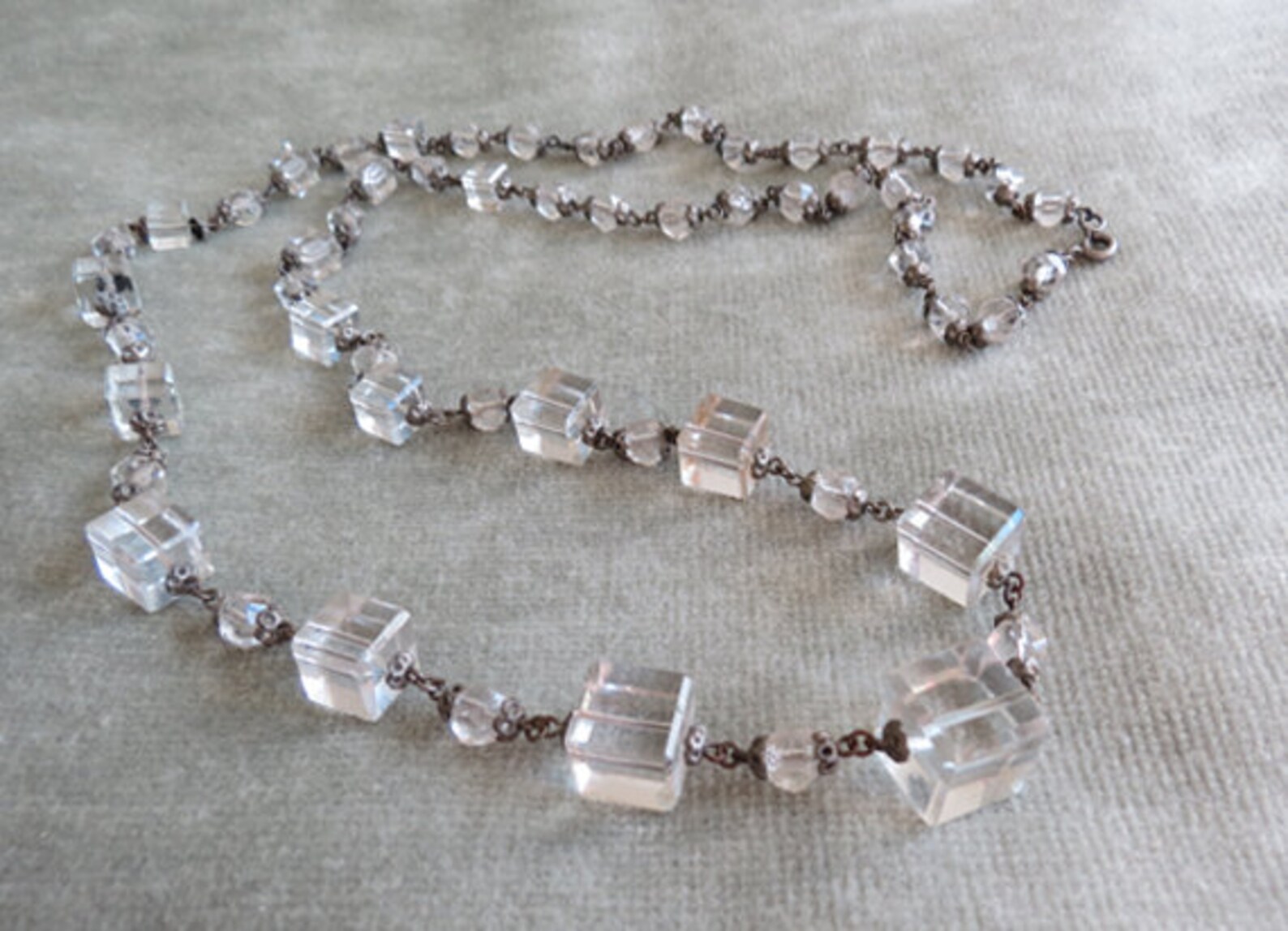 36" Crystal Cubes Flapper Necklace - Etsy