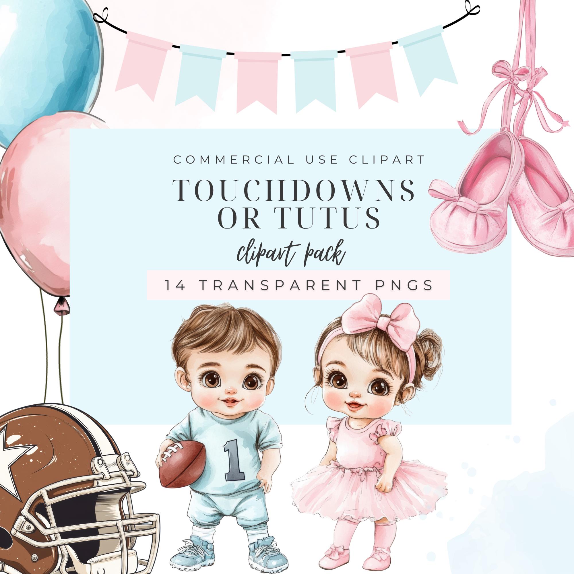 Touchdown or Tutus, Football and Tutus Clipart, Commercial Use, Digital ...
