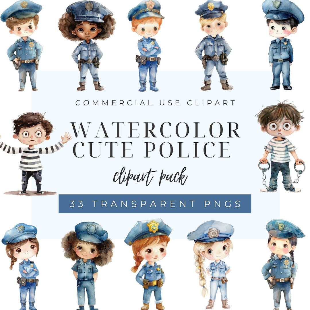 Police Clipart, Watercolor Police Clipart, Police Department, Police ...