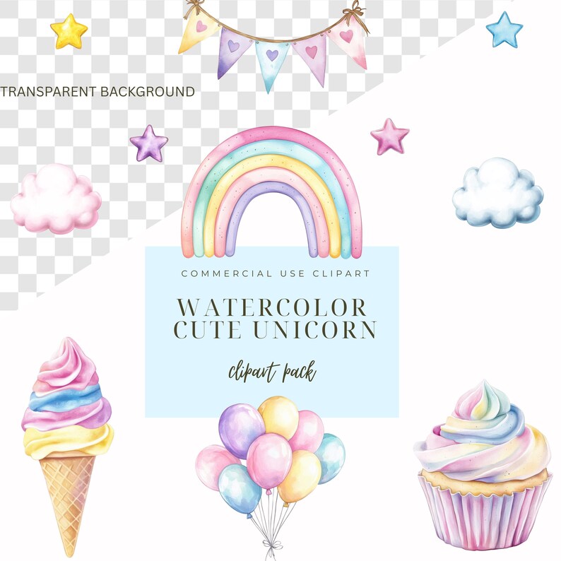 Watercolor Unicorn Clipart: Rainbow Pegasus, Nursery Art (digital ...