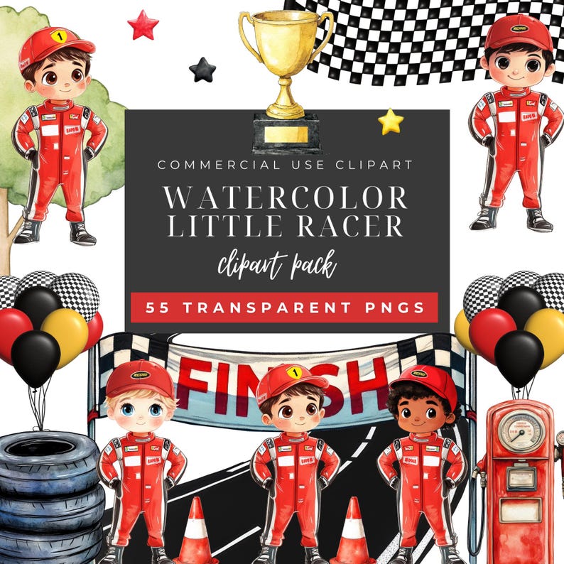 Racing Clipart, Race Car Clipart, Vintage Racing, Watercolor Cars, Red ...