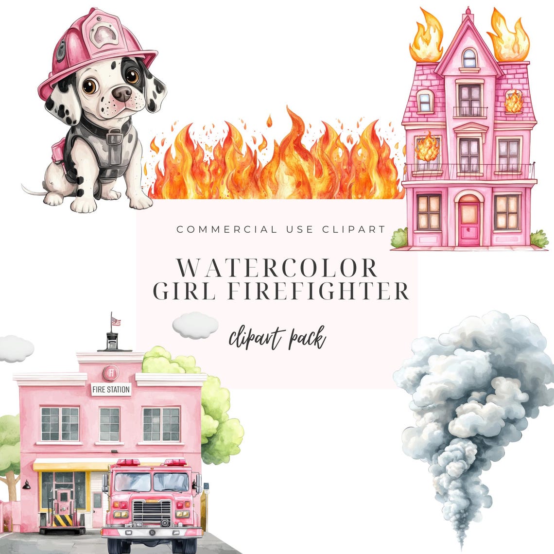 Firefighter Clipart, Firefighter Girl Png, Pink Fire Truck, Firefighter ...