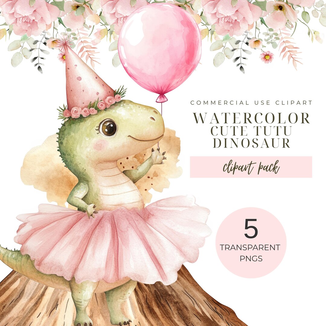 Girly Dinosaur Tutu Clipart, Dino Ballerina PNG (digital Download) - Etsy