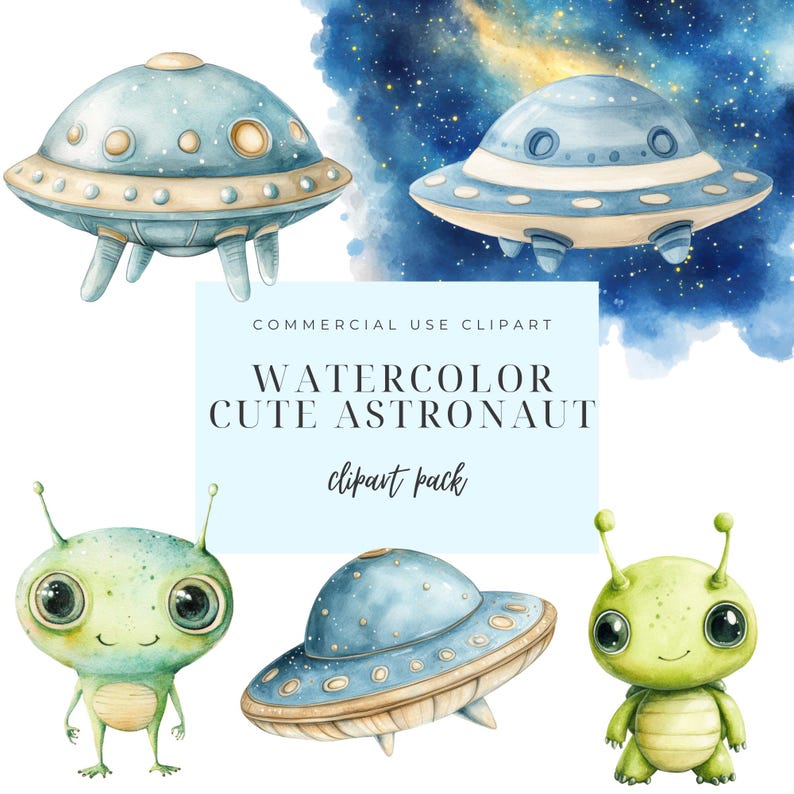 Watercolor Astronaut, Space Clipart, Outer Space, Rocket Clipart, Cute ...