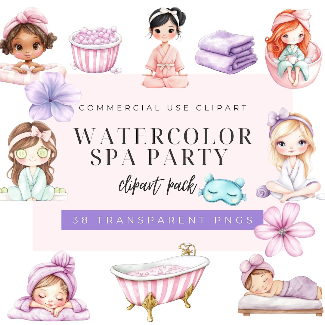Spa Party Watercolor Clipart, Spa Clipart, Spa Day Clipart, Spa Girl ...